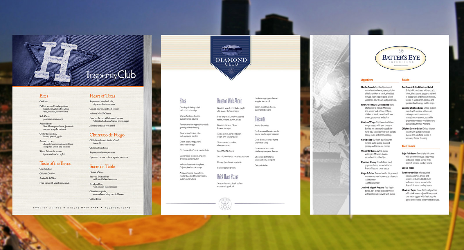 Sports Club Luxury Suites Menu Design Baseball - Morse Design